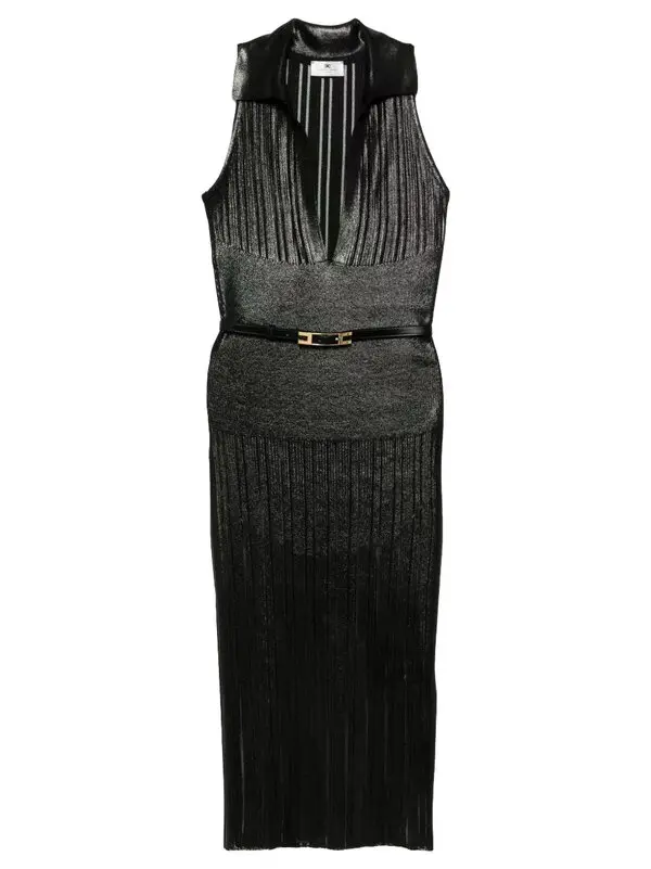 Elisabetta Franchi Laminated Knit Dress - Black