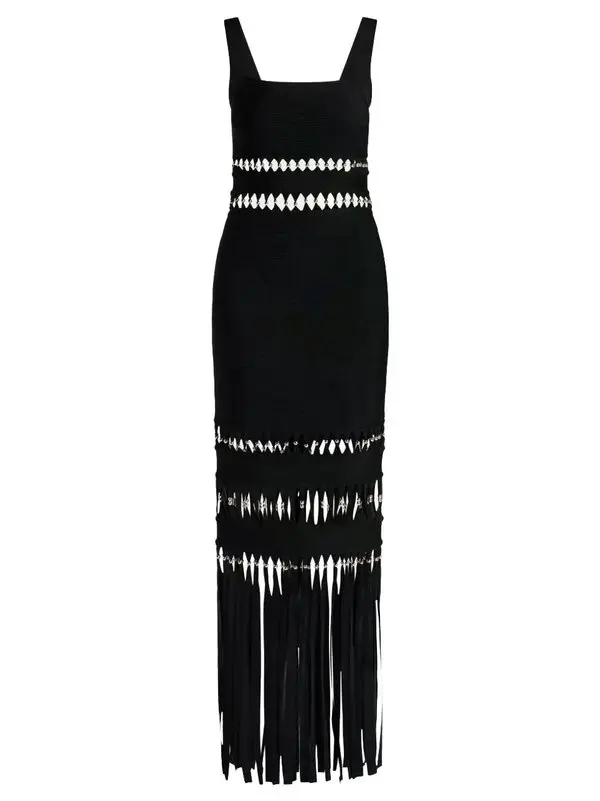 Herve Leger Ines Fringed Dress - Black