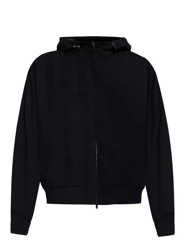 Emporio Armani Hooded Zip Wool Jacket - Black