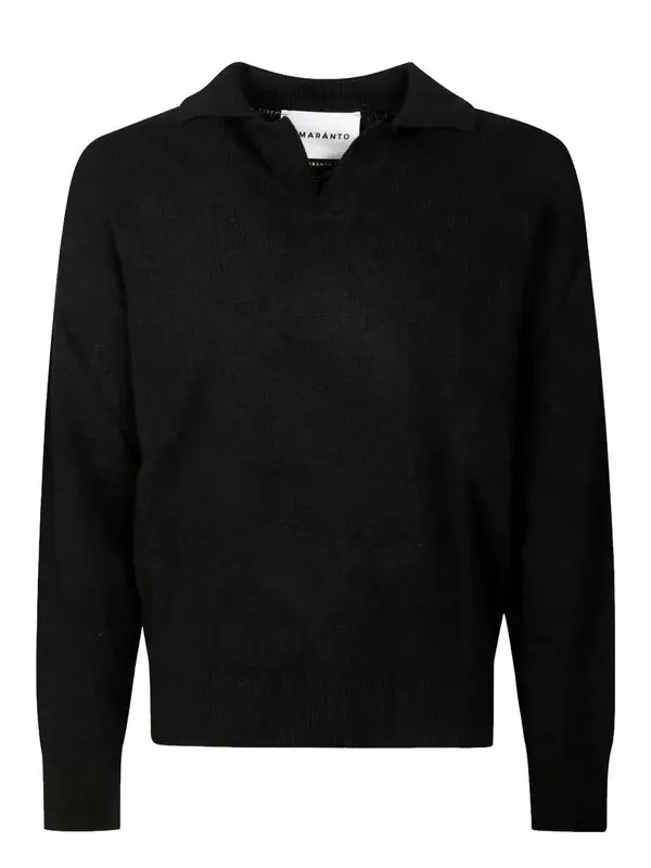 AMARANTO Polo-collar Sweater - Black