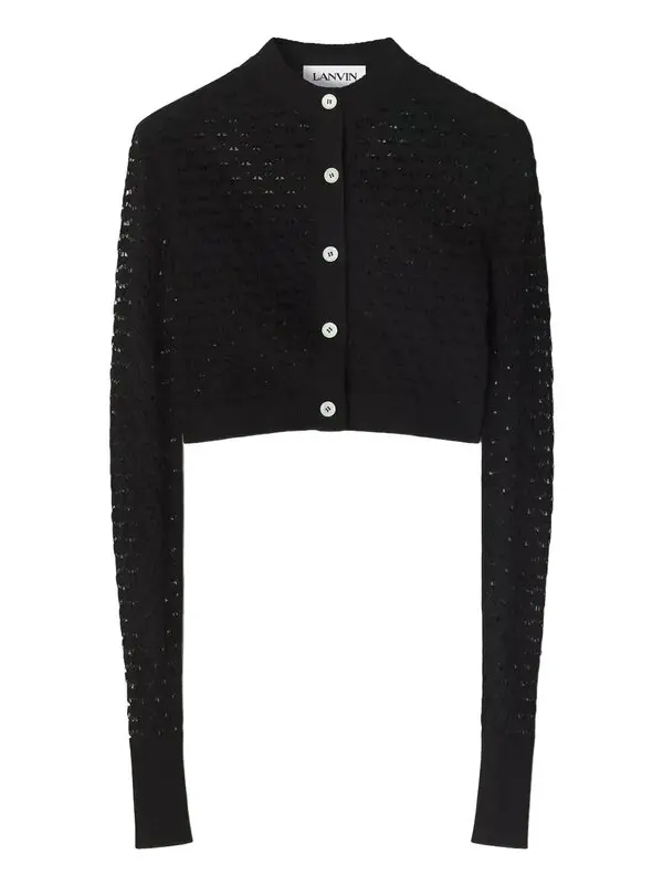 LANVIN Openwork Knit Cardigan - Black