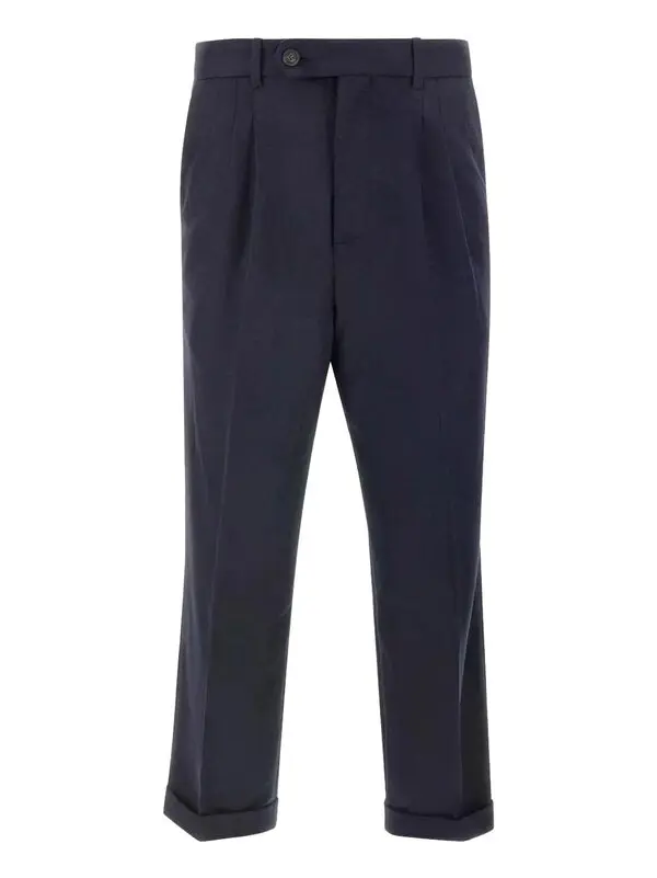 Drole De Monsieur Pleated Cuffed Trousers - Blue