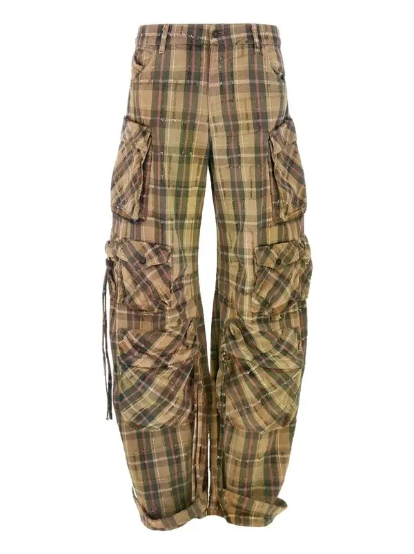 Attico Checked Multi-pocket Trousers - Brown