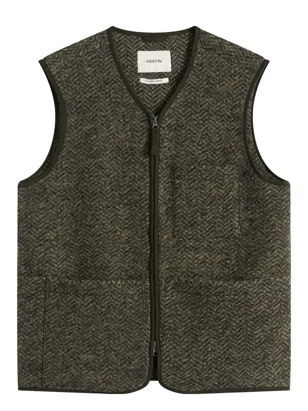 KESTIN Bute Vest - Moss Herringbone Wool