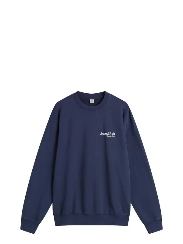 SPORTY & RICH Play Tennis Crewneck Sweatshirt - Dark Navy