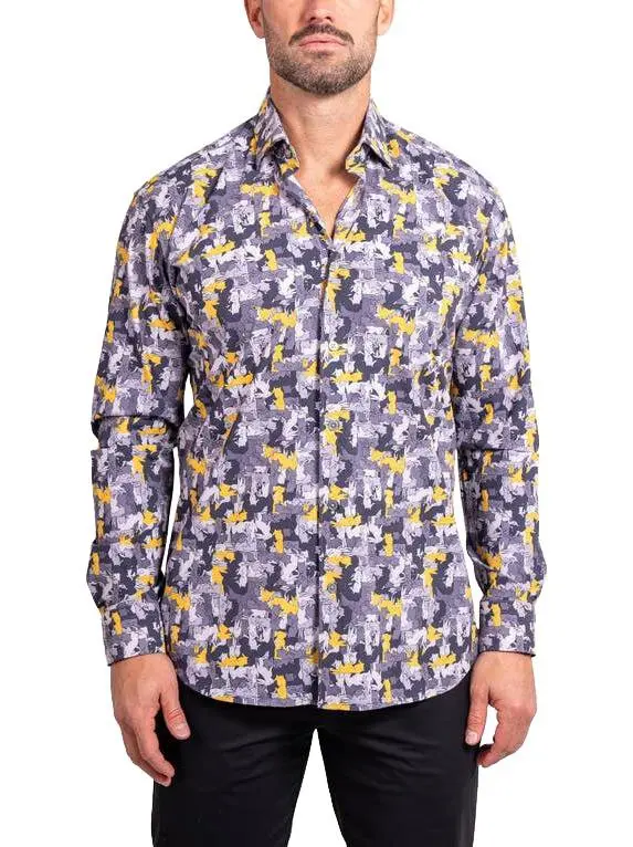MACEOO Fibonacci Ascension Contemporary Fit Button-up Shirt - Grey