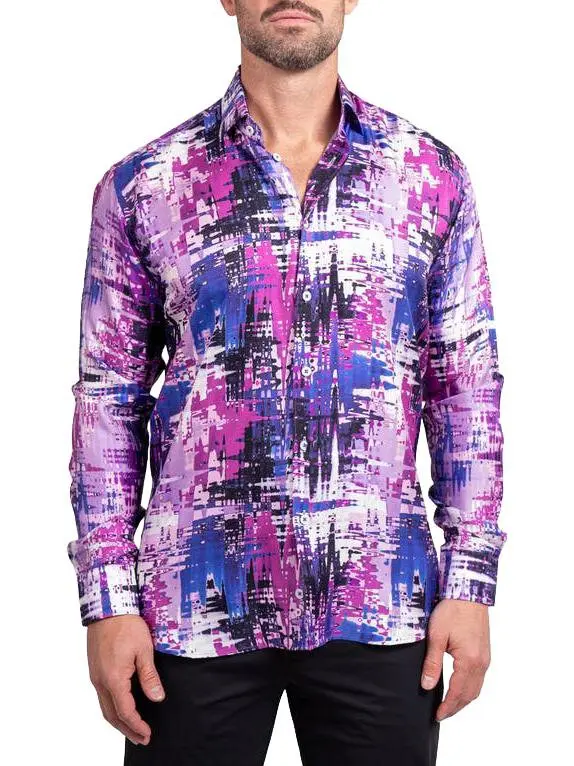 MACEOO Fibonacci Ascension Contemporary Fit Button-up Shirt - Purple