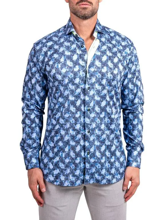MACEOO Einstein Stretch Ascension Contemporary Fit Button-up Shirt - Blue