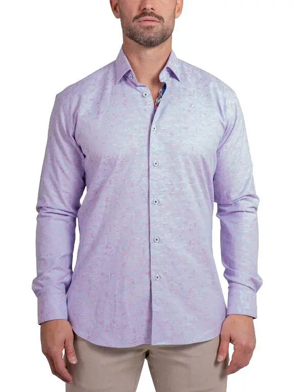 MACEOO Fibonacci Ascension Contemporary Fit Button-up Shirt - Pink