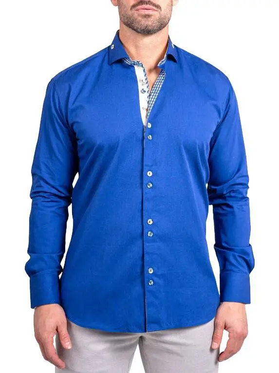 MACEOO Einstein Ascension0067 Cotton Button-up Shirt - Blue
