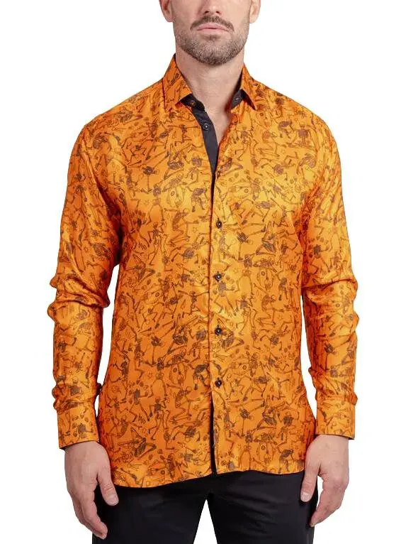 MACEOO Fibonacci Ascension Contemporary Fit Button-up Shirt - Orange