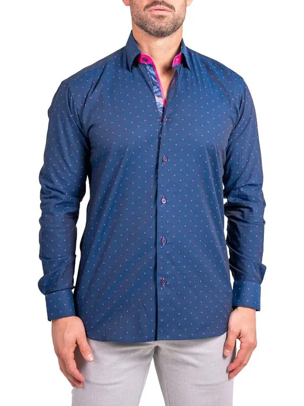 MACEOO Fibonacci Ascension Contemporary Fit Button-up Shirt - Blue