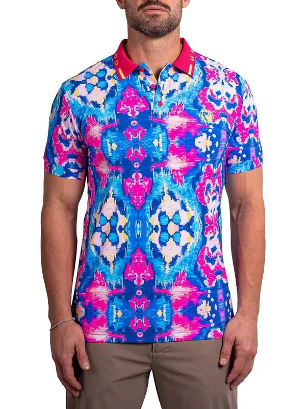 MACEOO Ascension Stretch Nylon Polo - Pink Multi