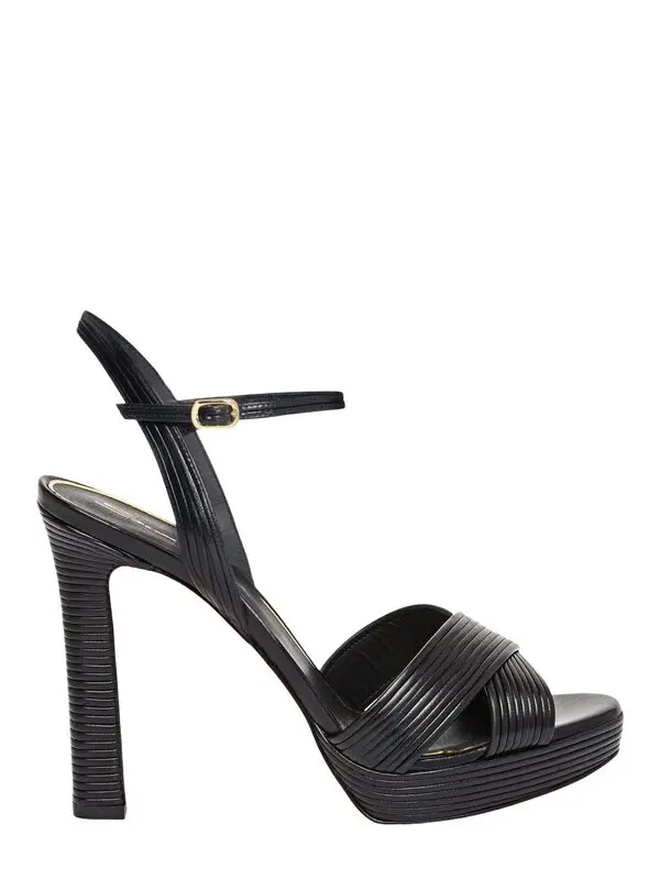 Santoni Leather High-heel Platform Sandal - Black