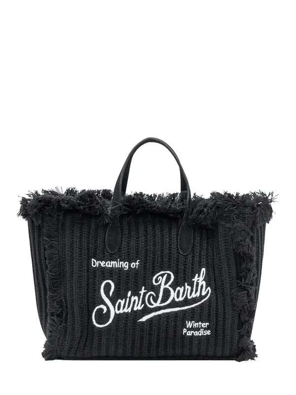 MC2 SAINT BARTH Colette Wool Rib Bag With Embroidery - Black