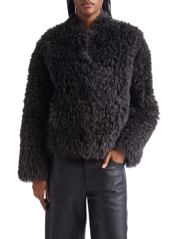 STAND STUDIO Faux Shearling Jacket - Smoke Grey
