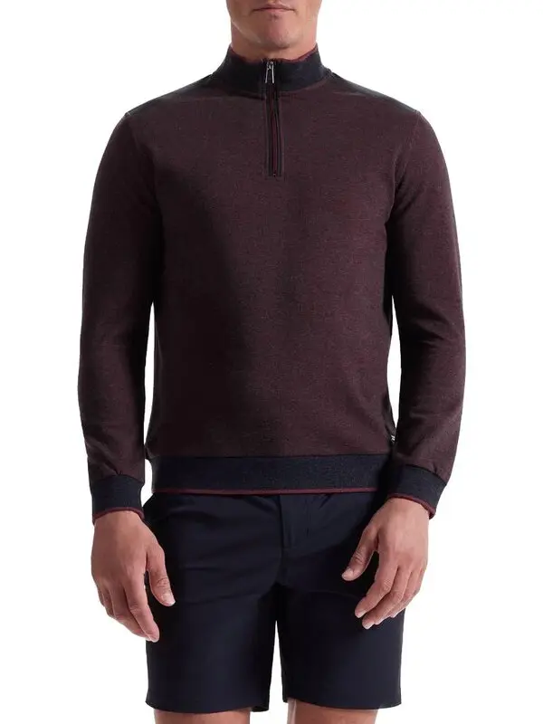 Bugatchi Mélange Quarter Zip Top - Burgundy