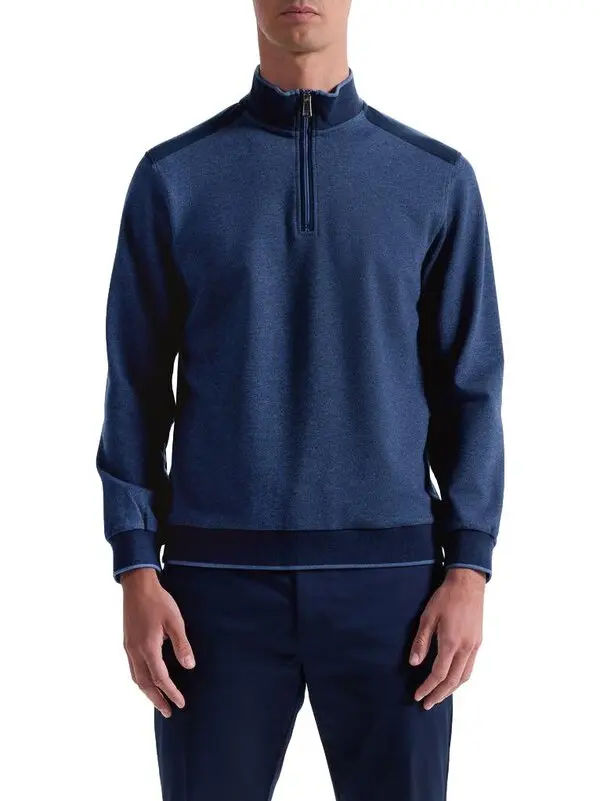 Bugatchi Mélange Quarter Zip Top - Cobalt