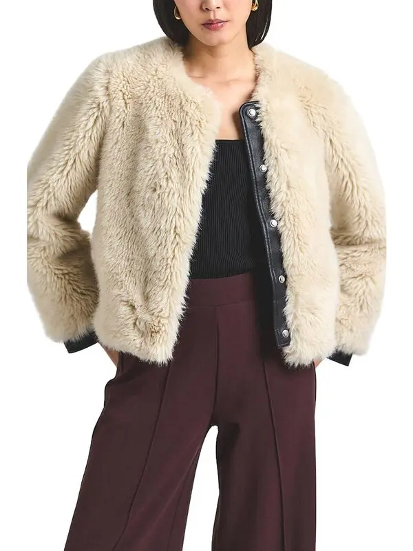 Derek Lam 10 Crosby Emerise Faux Fur Jacket - Cream