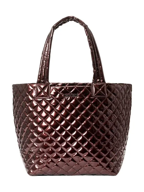 Mz Wallace Medium Metro Deluxe Quilted Nylon Tote - Bordeaux Lacquer