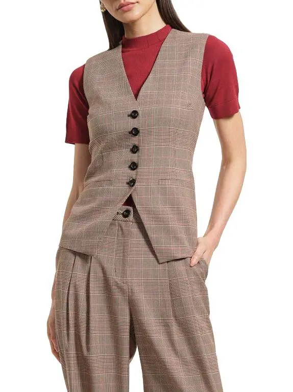 ISAAC MIZRAHI NEW YORK Plaid Vest - Taupe Plaid