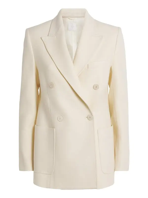 Eleventy Wool Double-breasted Blazer - White