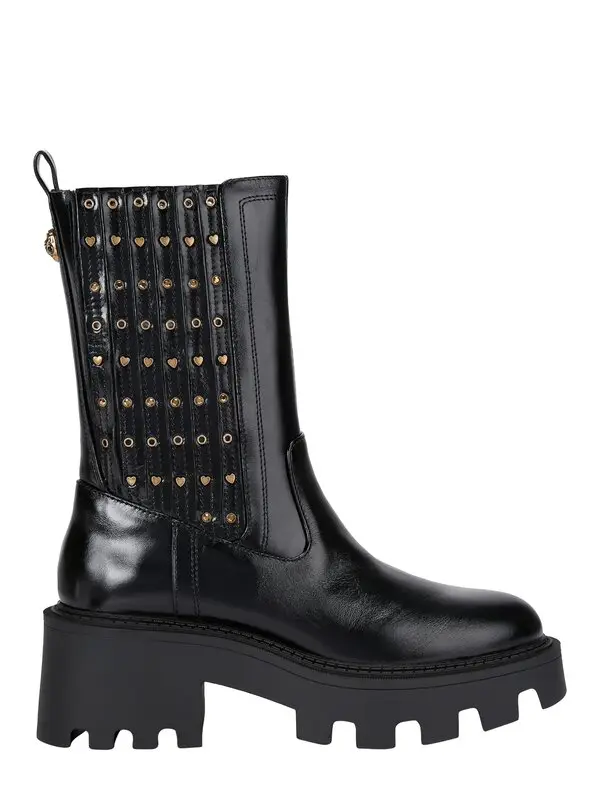 Kurt Geiger Patent Leather Studded Chelsea Boots - Black