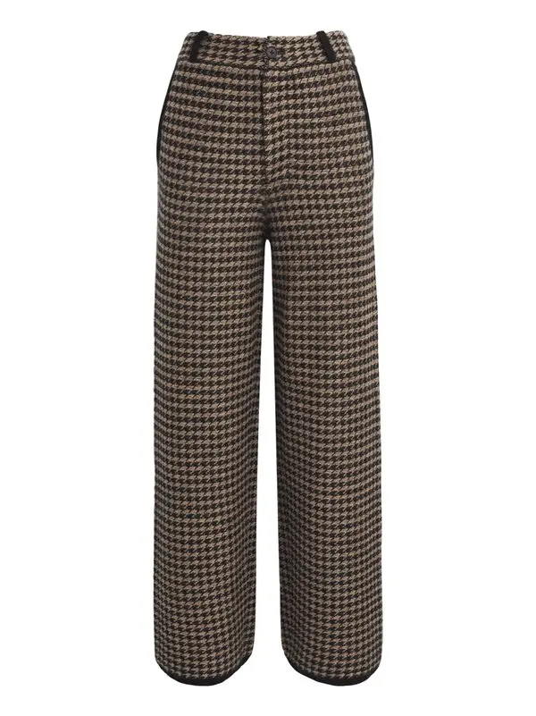 Guest In Residence Cashmere Houndstooth Tailored Trousers - Brown