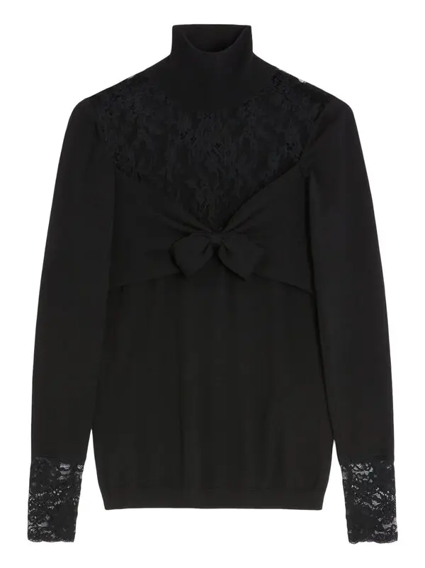 Valentino Garavani Virgin Wool Bow Top - Black