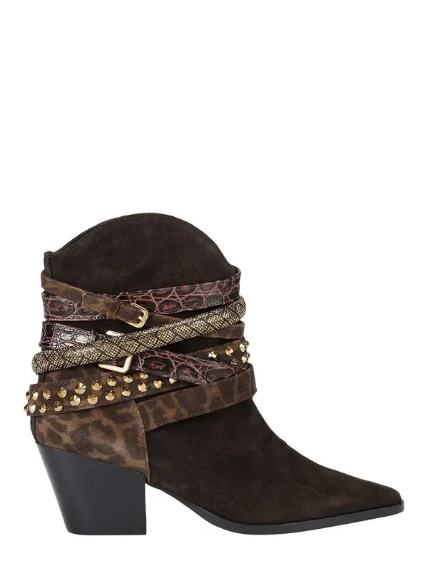 Kurt Geiger Suede Western Ankle Boots - Brown