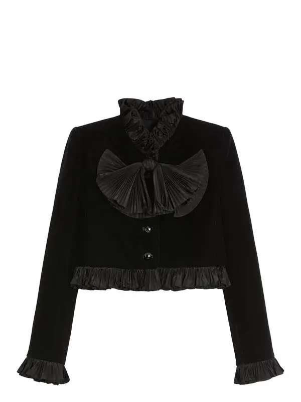 Valentino Garavani Velour Plissé Jacket - Black