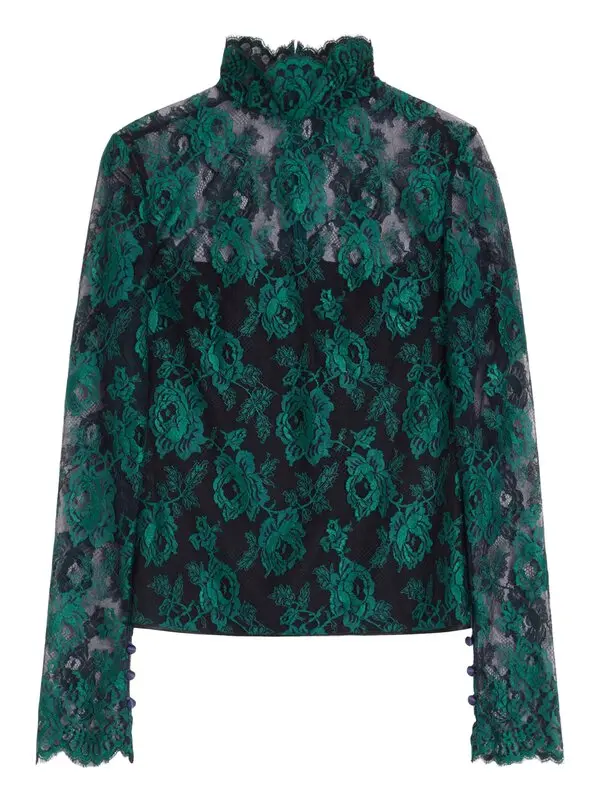 Valentino Garavani Lace Floral Top - Green
