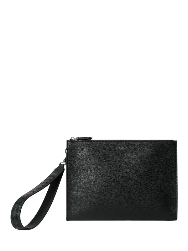 SERAPIAN Cachemire Leather Clutch - Black