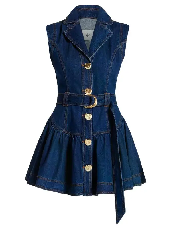 Aje Elena Belted Mini Dress - Blue