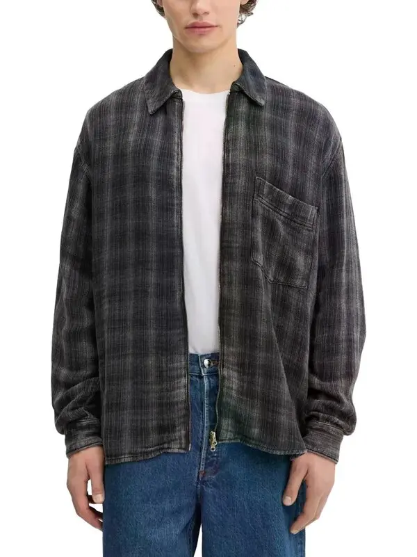 WON HUNDRED Plaid Zip-up Shirt - Grey