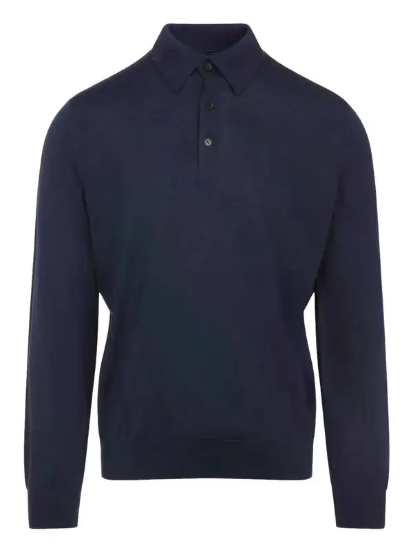 Zegna Buttoned Long-sleeve Polo Shirt - Blue