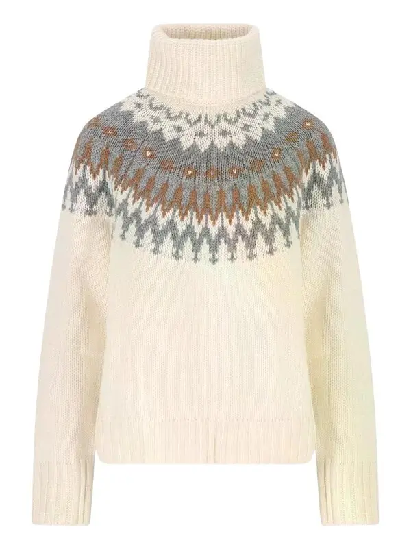Bogner Patterned Roll-neck Cashmere Sweater - Neutrals