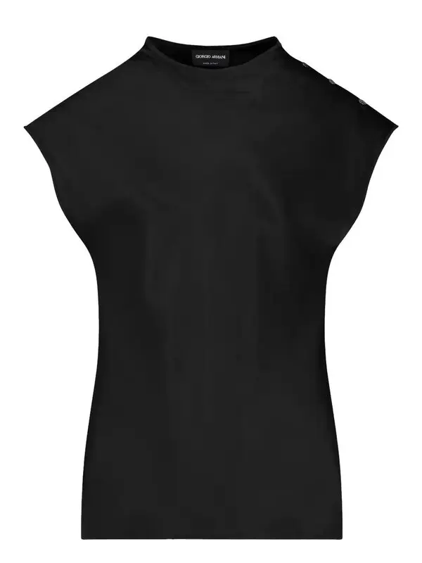 Giorgio Armani Buttoned Sleeveless Top - Black