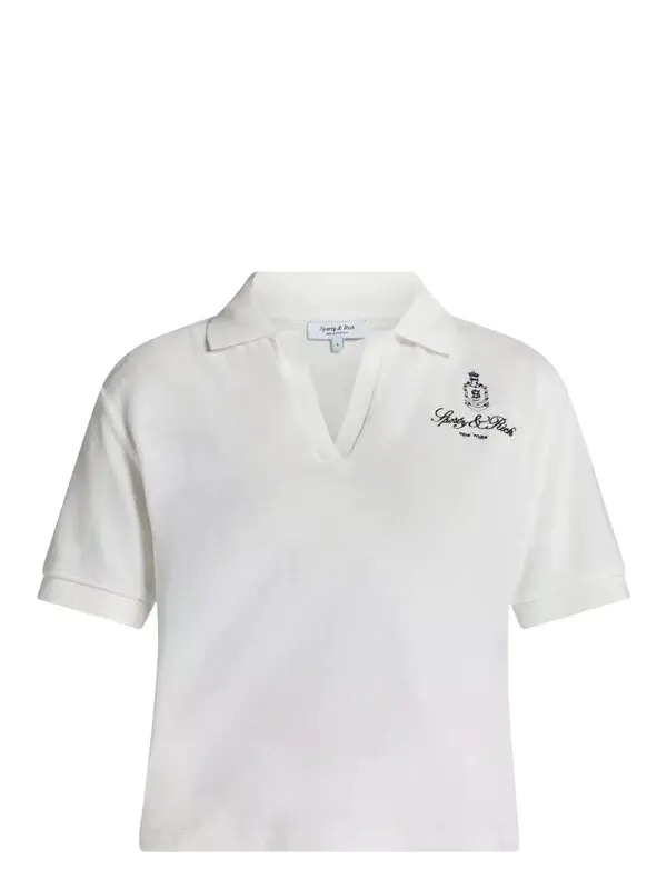 SPORTY & RICH Logo-embroidered Polo Top - White