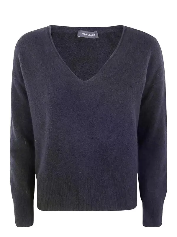 ANNE CLAIRE V-neck Sweater - Black