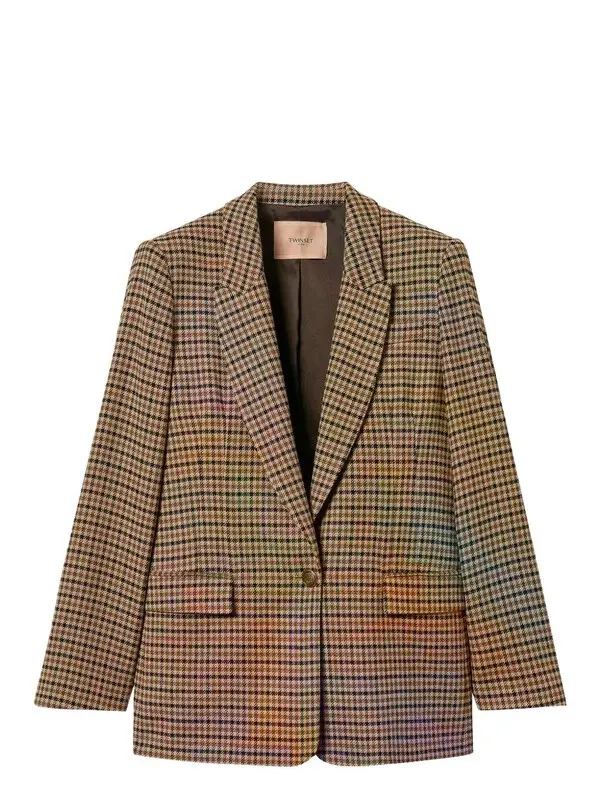 TWINSET Checked Single-breasted Blazer - Brown