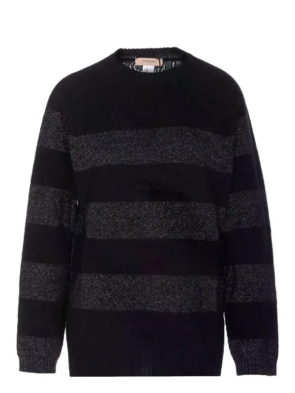 TWINSET Striped Pattern Sweater - Black