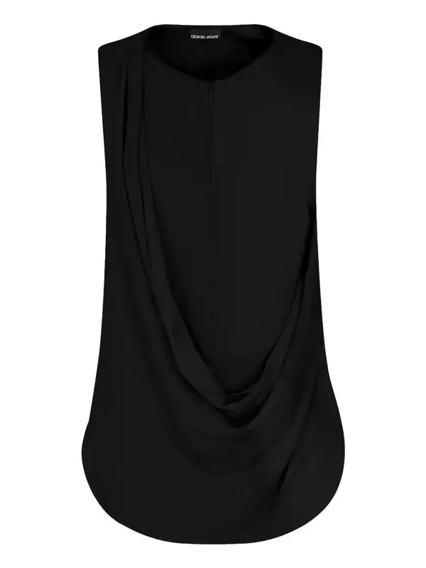 Giorgio Armani Draped Sleeveless Top - Black