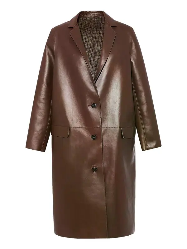 YVES SALOMON Panelled Leather Coat - Brown