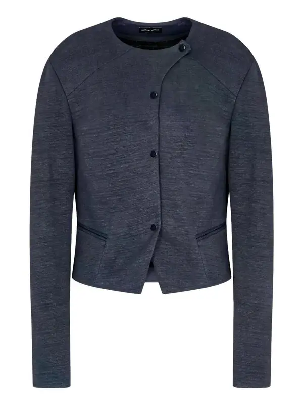 Giorgio Armani Crew-neckline Cropped Jacket - Grey