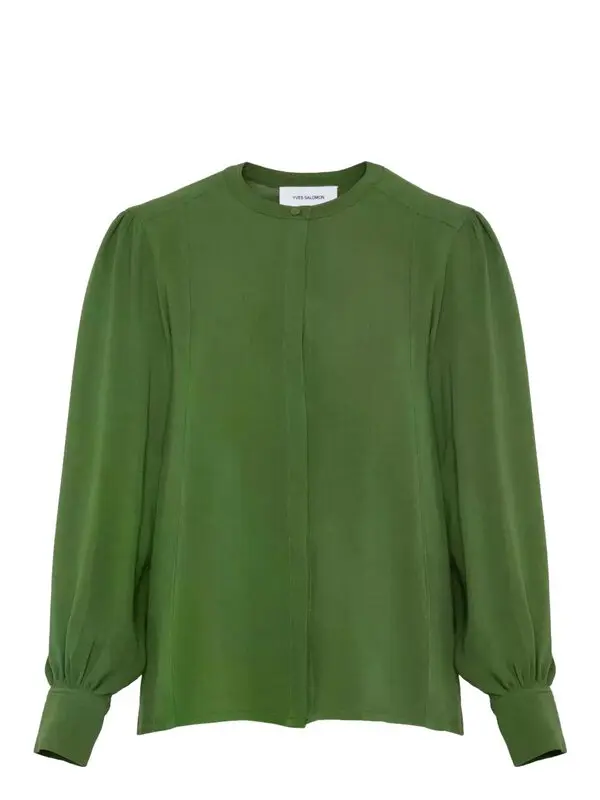 YVES SALOMON Silk Button-down Shirt - Green