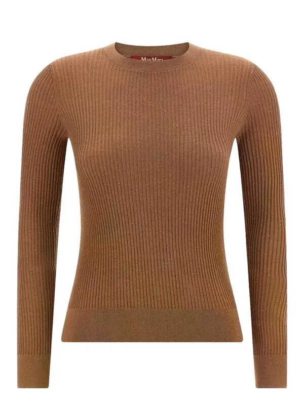 Max Mara Marabu Sequin-embellished Ribbed Sweater - Brown