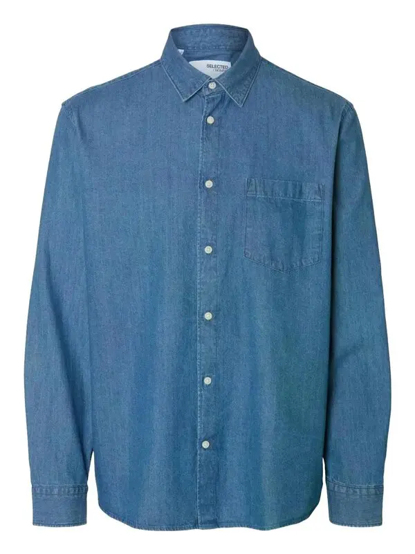 SELECTED Chest-pocket Shirt - Blue