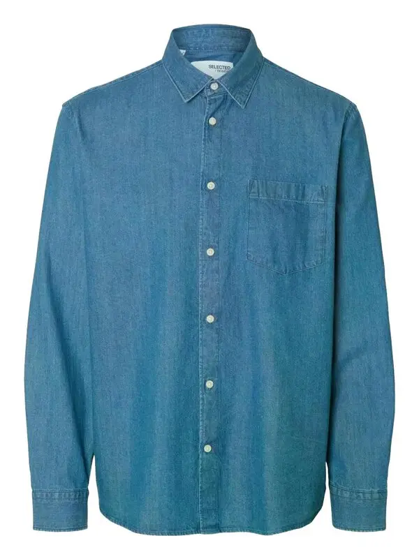 SELECTED Chest-pocket Shirt - Blue