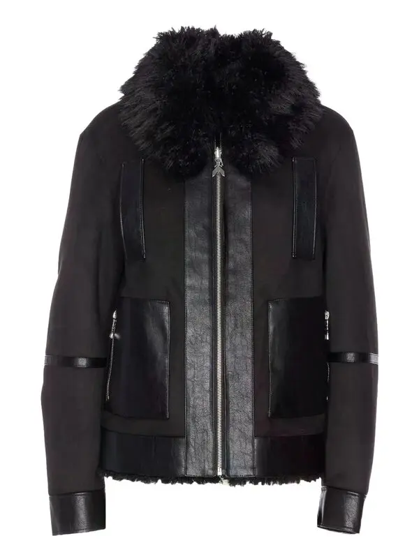 Patrizia Pepe Faux Fur Zip-up Jacket - Black